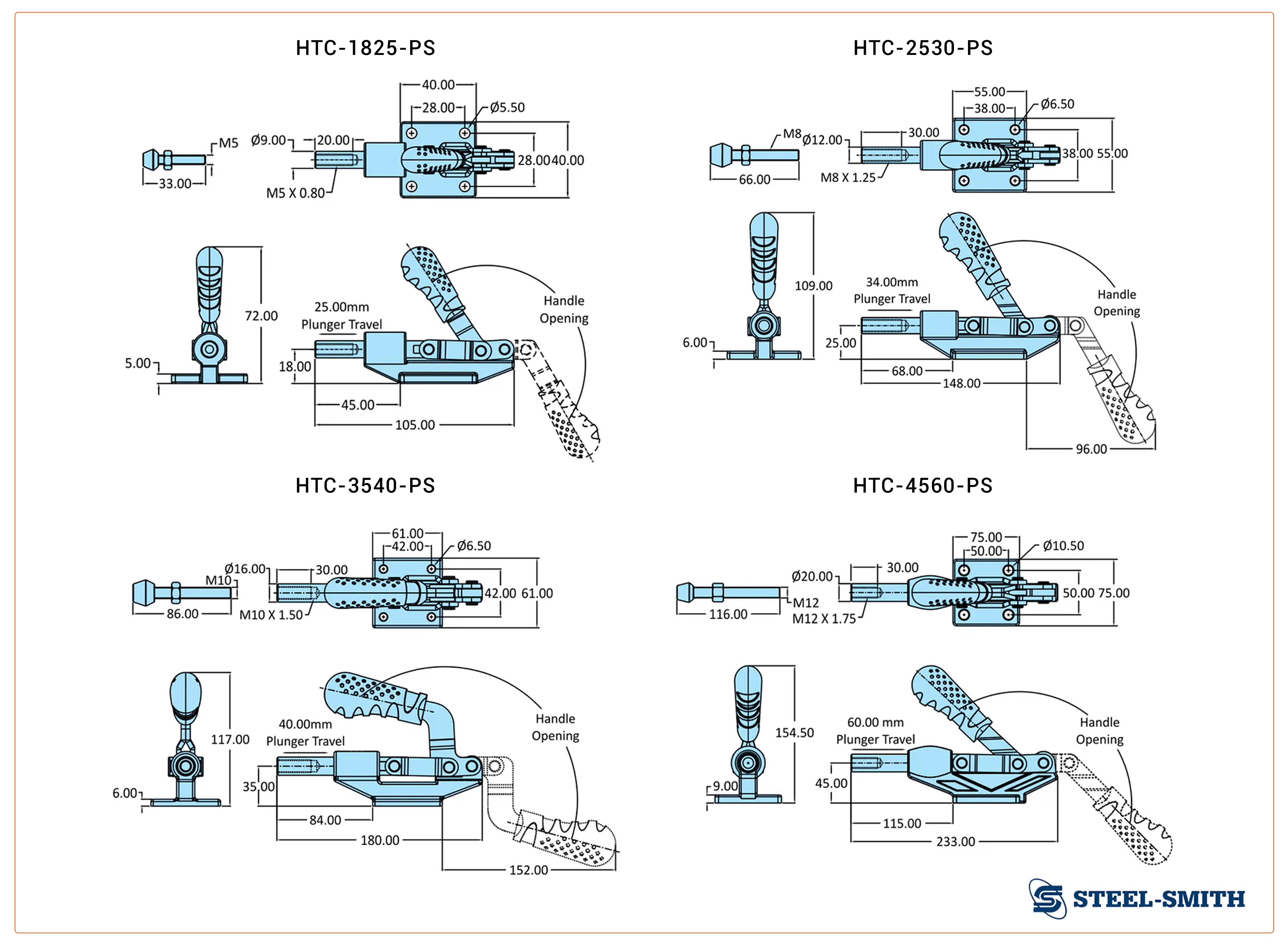 Steelsmith HTC-Series Medium/Heavy Duty-Package Size Clamps, Flanged B