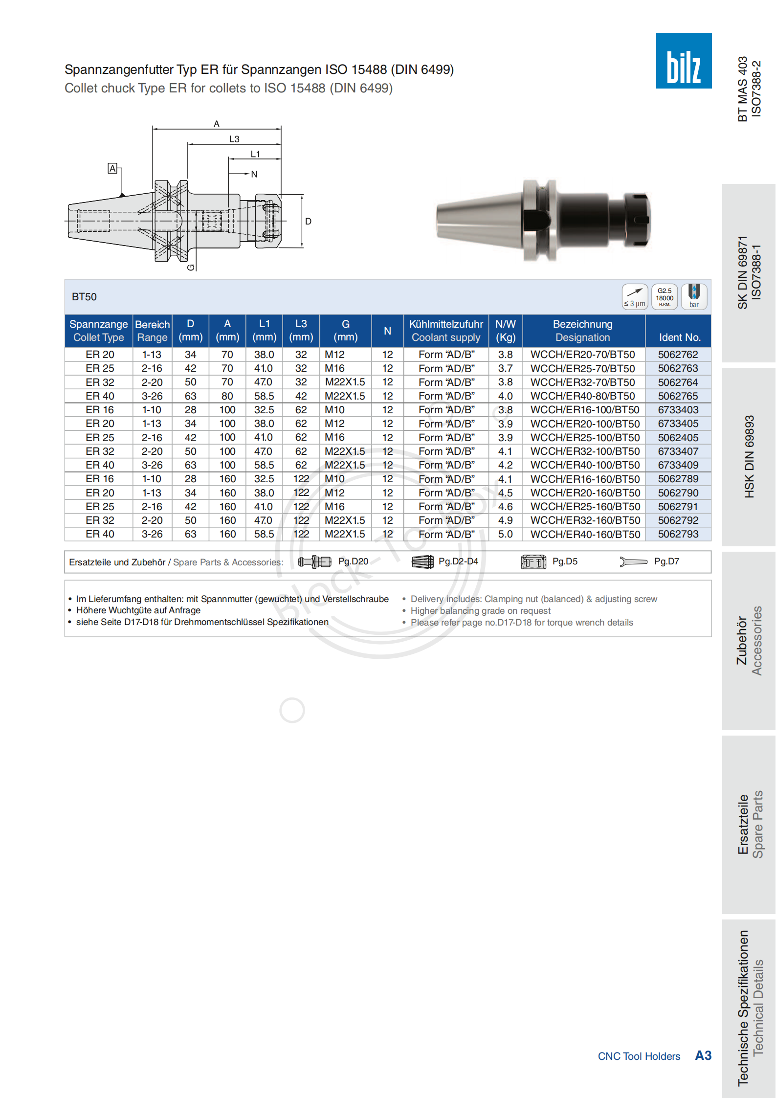 BILZ BT50 ER Collet Holder – Blocktobox Online Enterprises Private Limited