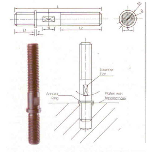 Clamping Stud With Annular Ring & Spanner Flat – Block-To-Box
